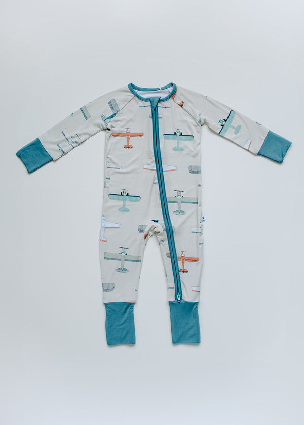 Alpha Zippered Romper – Plane Baby